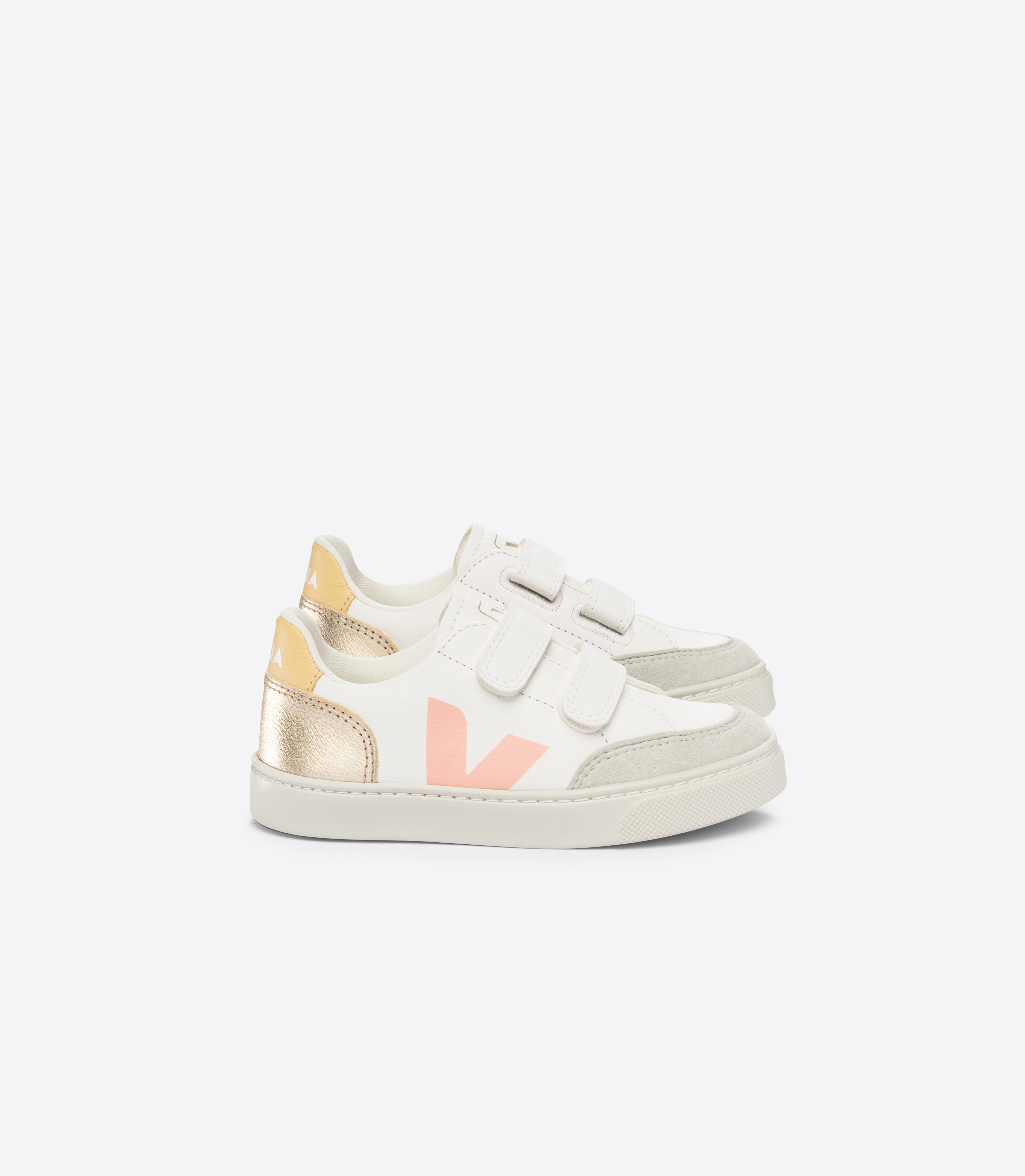 Veja Peach Gold White Velcro Sneaker 3250 – Laced Shoe Inc